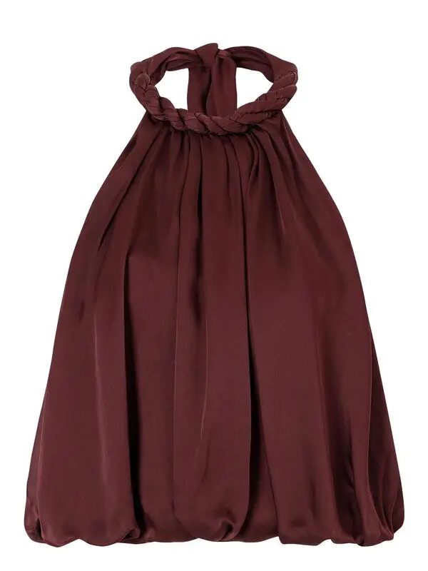 Zimmermann Luna Draped Silk Halterneck Top - Burgundy