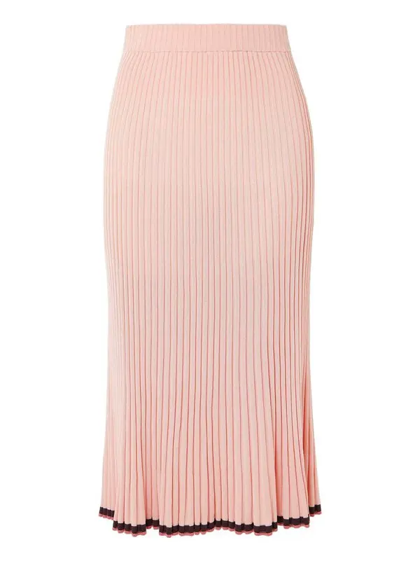Zimmermann Pleated Ribbed-knit Midi Skirt - Pink