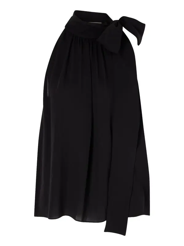 Valentino Garavani Bow-embellished Silk-georgette Top - Black