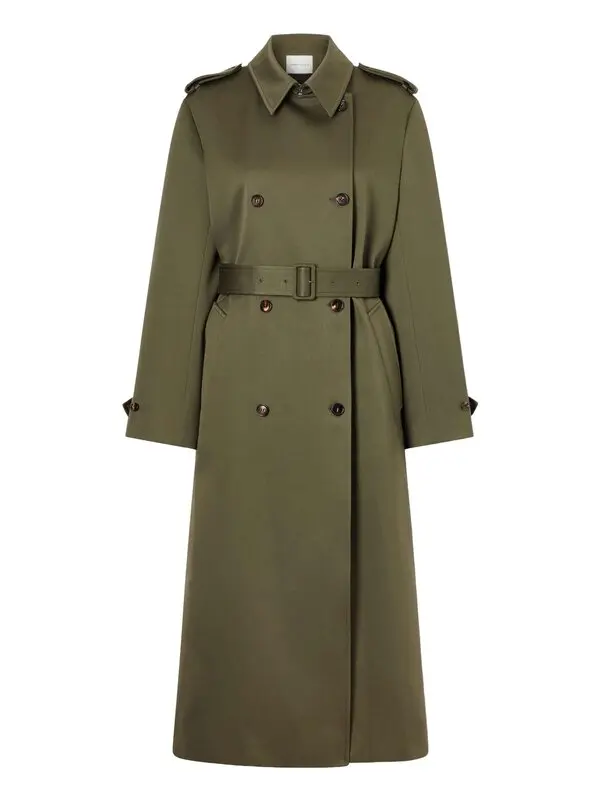 Veronica De Piante Amara Double-breasted Belted Cotton Trench Coat - Dark Green