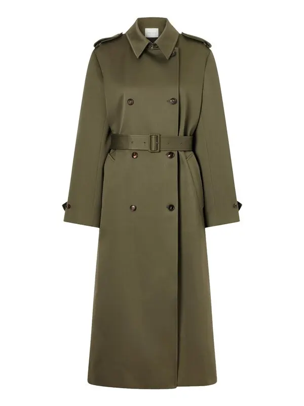 Veronica De Piante Amara Double-breasted Belted Cotton Trench Coat - Green
