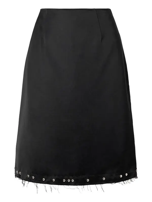WALES BONNER Iris Studded Satin Skirt - Black