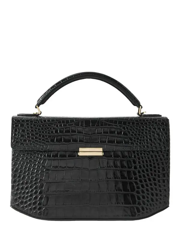 TOTEME Clip Croc-effect Leather Shoulder Bag - Black