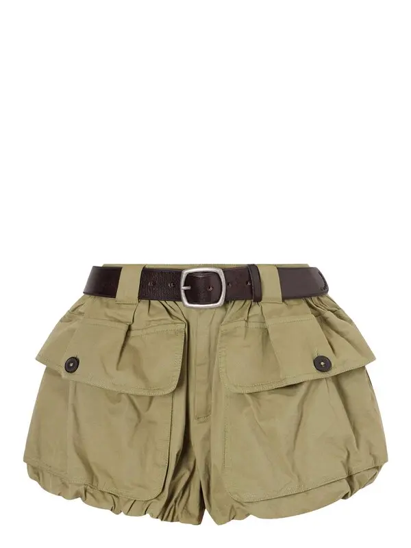 Sea Belted Cotton-twill Shorts - Army Green
