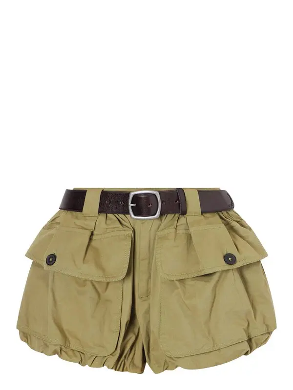 Sea Andrea Belted Cotton-twill Shorts - Green