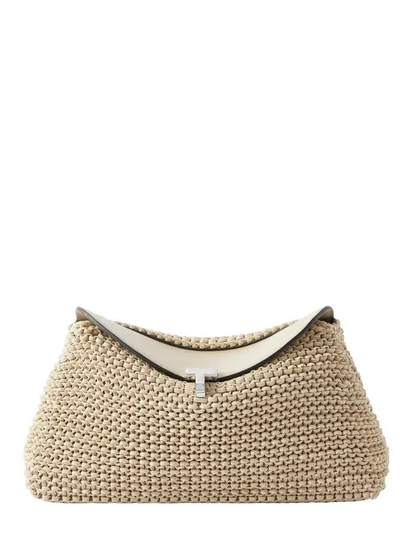 TOTEME T-lock Woven Leather Clutch - Brown