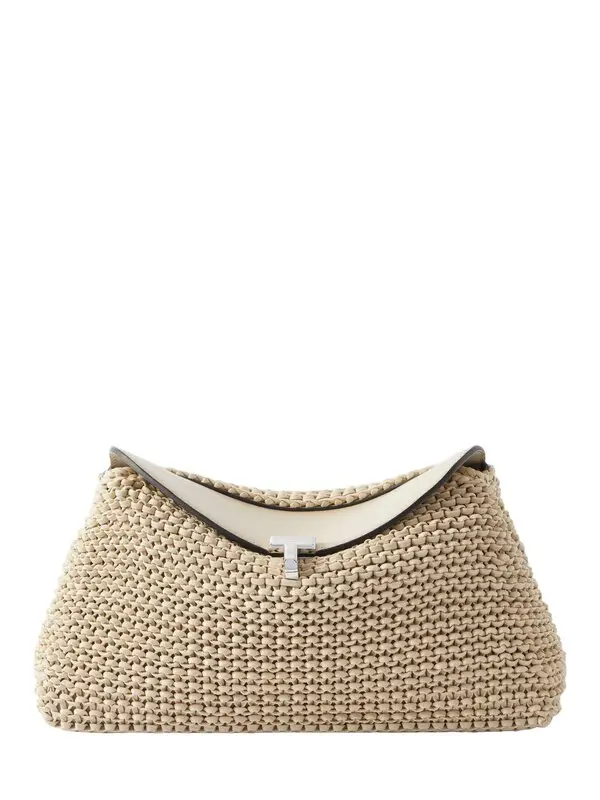 TOTEME T-lock Woven Leather Clutch - Taupe