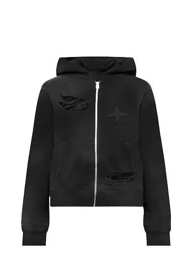 VERTABRAE Matte Zip-up Hoodie - Black