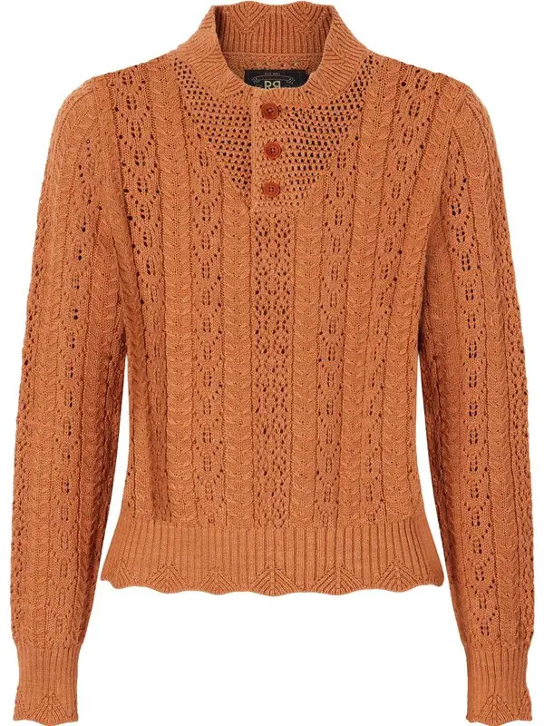 Ralph Lauren Hannah Crocheted Cotton Sweater - Orange