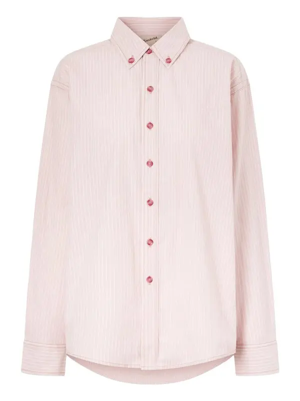SANDERLAK Striped Cotton Shirt - Baby Pink