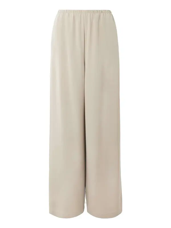 Max Mara Stretch-silk Wide-leg Pants - Beige