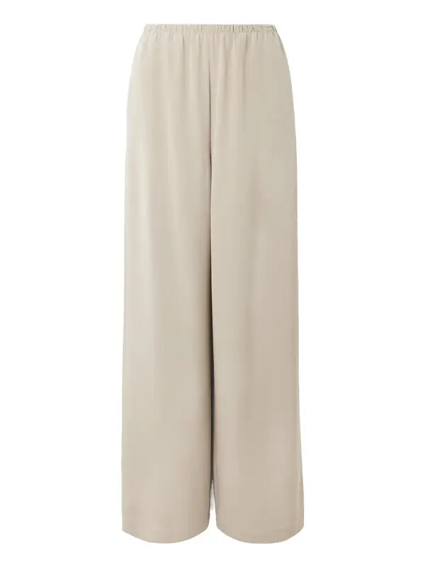 Max Mara Stretch-silk Wide-leg Trousers - Neutrals