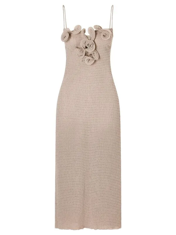 Magda Butrym Embellished Textured Woven Midi Dress - Brown
