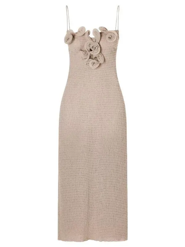 Magda Butrym Embellished Textured Woven Midi Dress - Brown