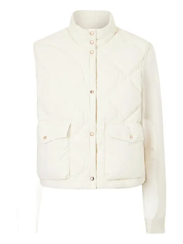 Moncler Cropped Knitted And Padded Quilted Shell Down Cardigan - White
