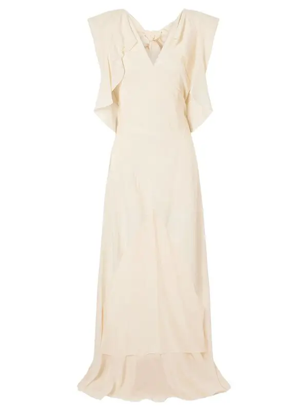 LANVIN Ruffled Silk-georgette Gown - Cream