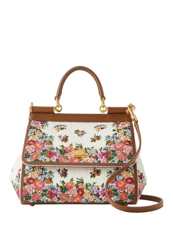 Dolce & Gabbana Sicily Medium Embroidered Shoulder Bag - White