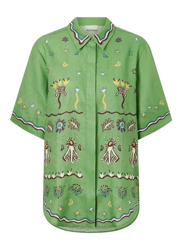 ALEMAIS Sun Dancer Printed Linen Shirt - Multi