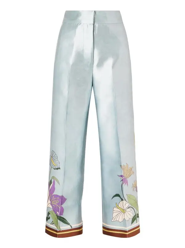ALEMAIS Alfie Floral-print Taffeta Pants - Blue