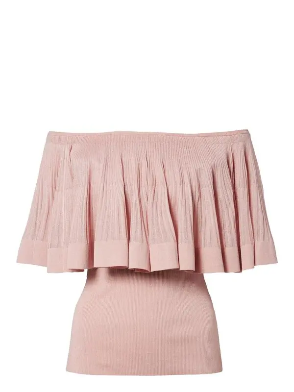 Zimmermann Luna Knitted Off-shoulder Top - Pink