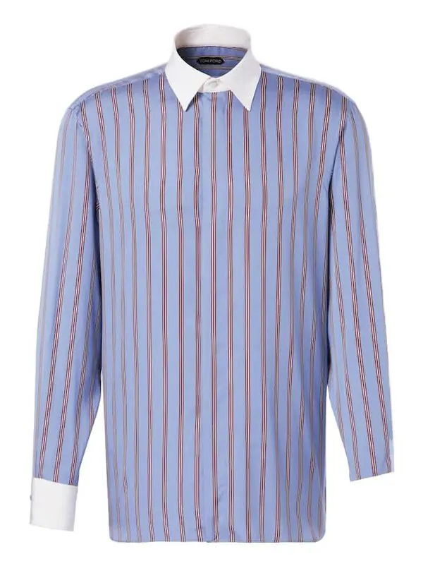 TOM FORD Striped Silk Shirt - Blue