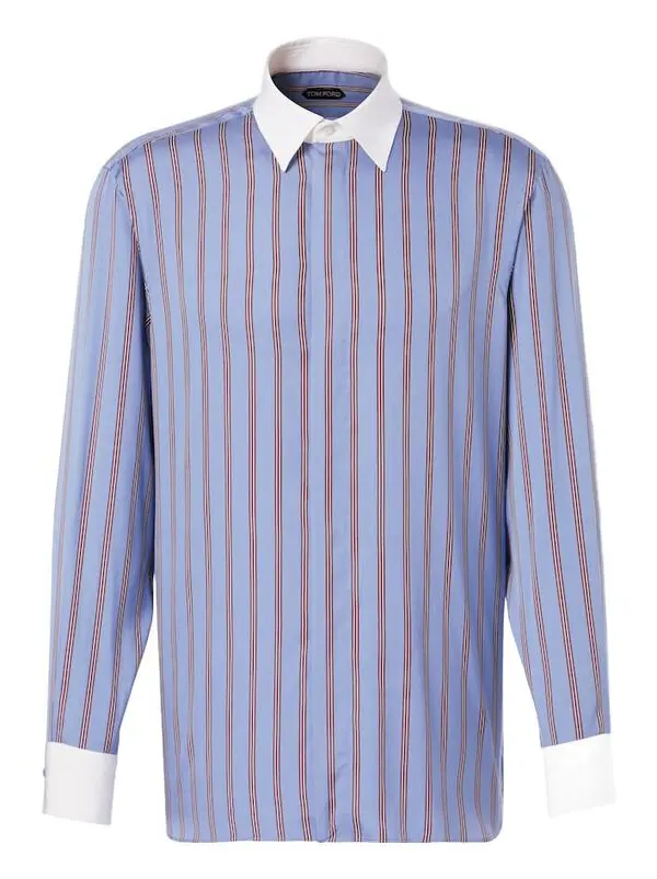 TOM FORD Striped Silk Shirt - Blue