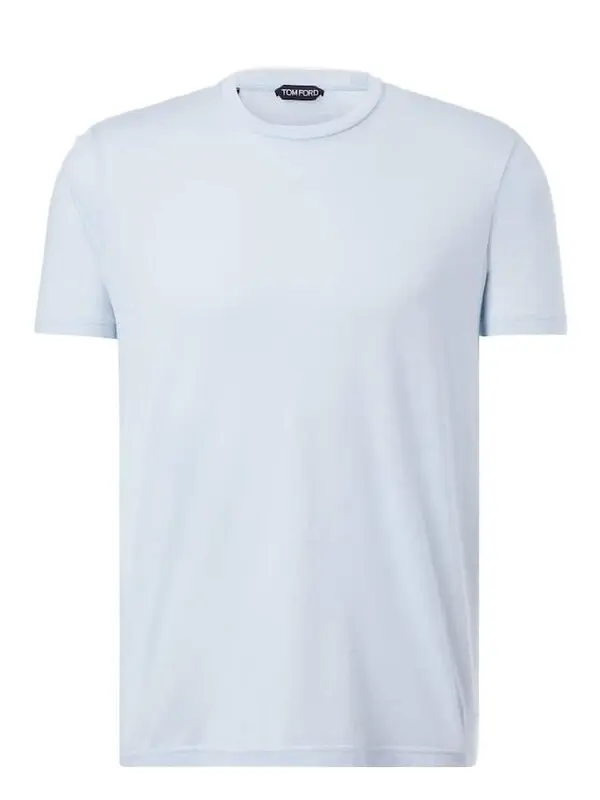 TOM FORD Cotton And Silk Jersey T-shirt - Blue