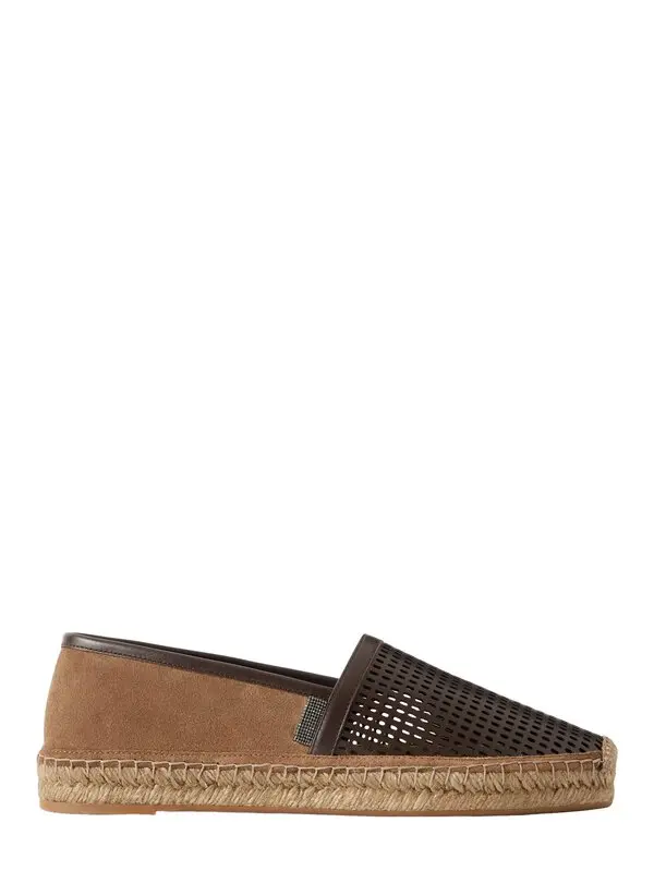 Brunello Cucinelli Bead-embellished Espadrilles - Dark Brown