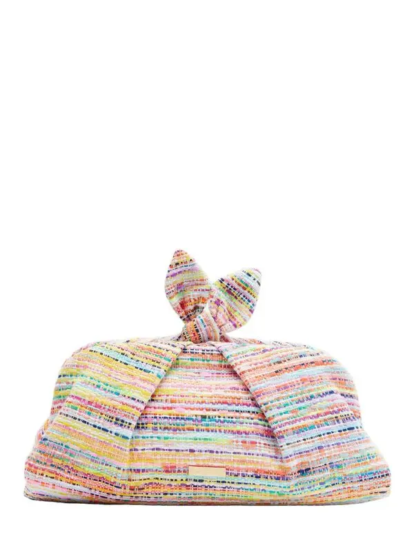 AQUAZZURA Bowtie Tweed Clutch - Multicoloured