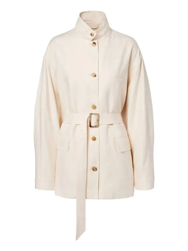 Loro Piana Belted Linen And Wool Jacket - White