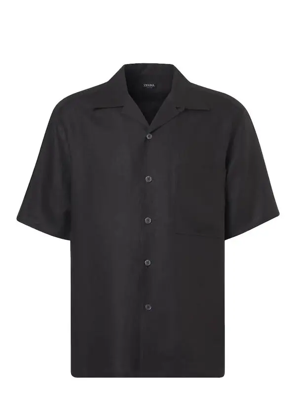 Zegna Linen Bowling Shirt - Brown