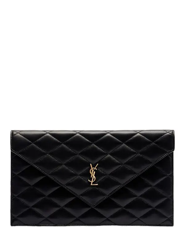Saint Laurent Cassandre Quilted Leather Pouch - Black