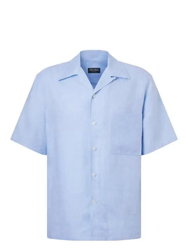 Zegna Linen Bowling Shirt - Blue