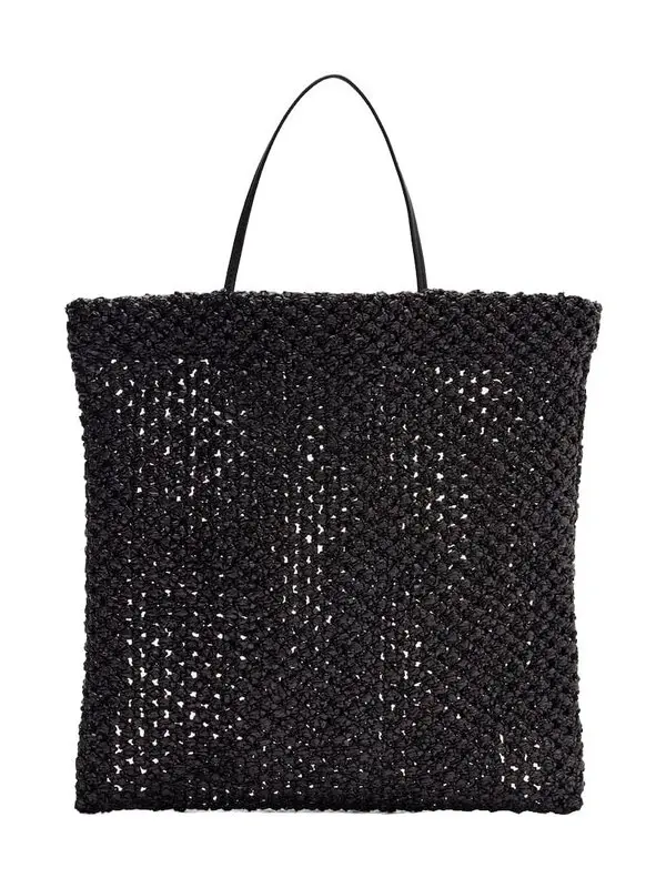 THE ROW Barn Small Raffia Tote Bag - Black
