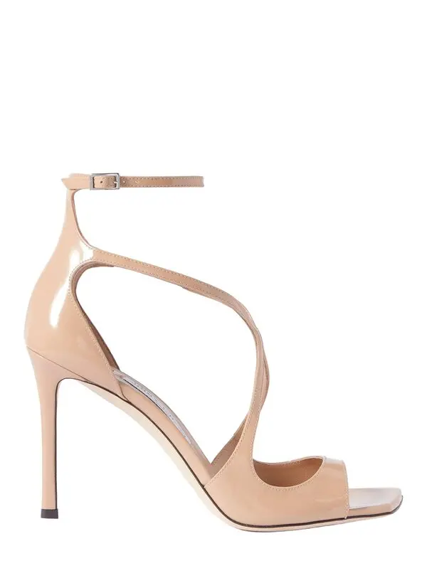 JIMMY CHOO Azia 95 Patent-leather Sandals - Beige
