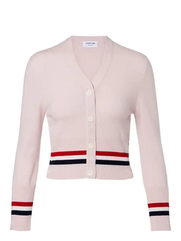 Thom Browne Cropped Cashmere Cardigan - Pink