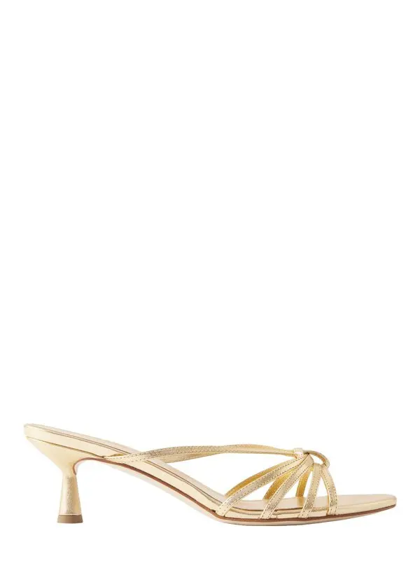 AeydĒ Abby Metallic Leather Mules - Gold