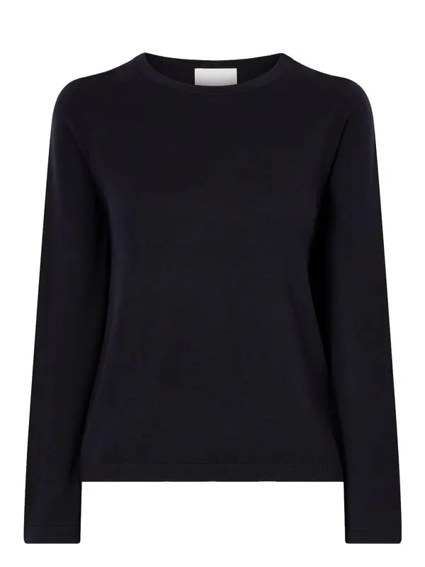 ALLUDE Wool Crewneck Sweater - Blue