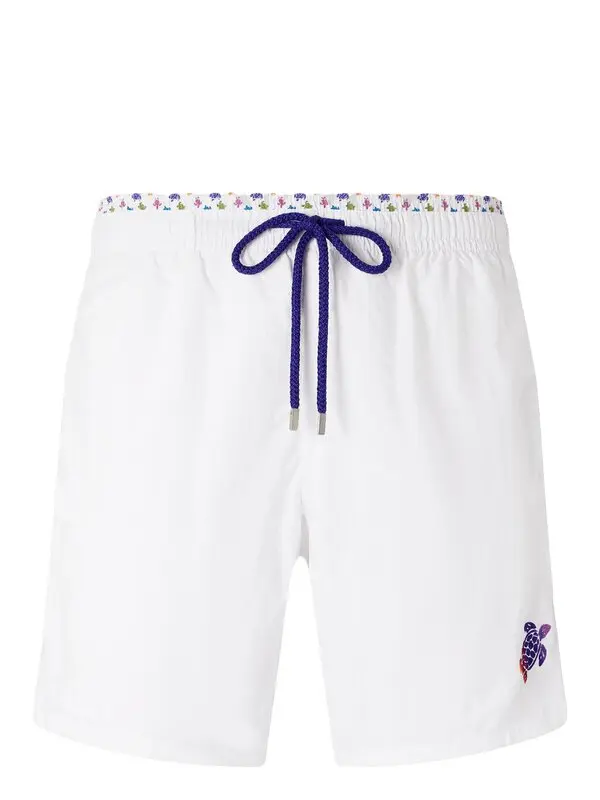 Vilebrequin Moka Straight-leg Mid-length Econyl® Swim Shorts - White