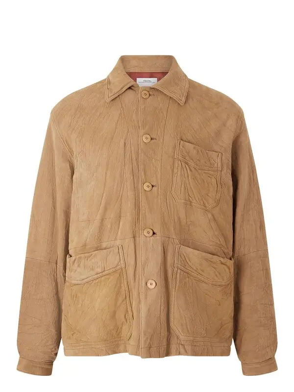 Visvim Travail Crinkled Leather Blouson Jacket - Neutrals