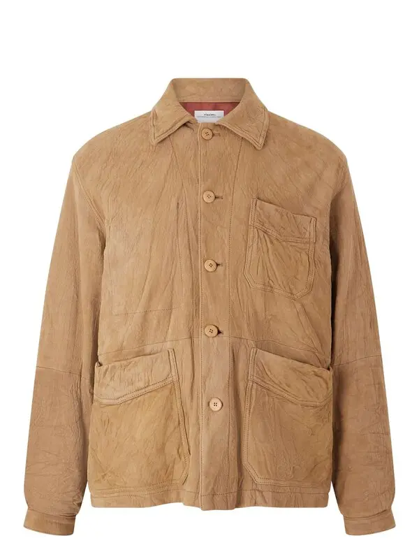 Visvim Travail Crinkled Leather Blouson Jacket - Sand