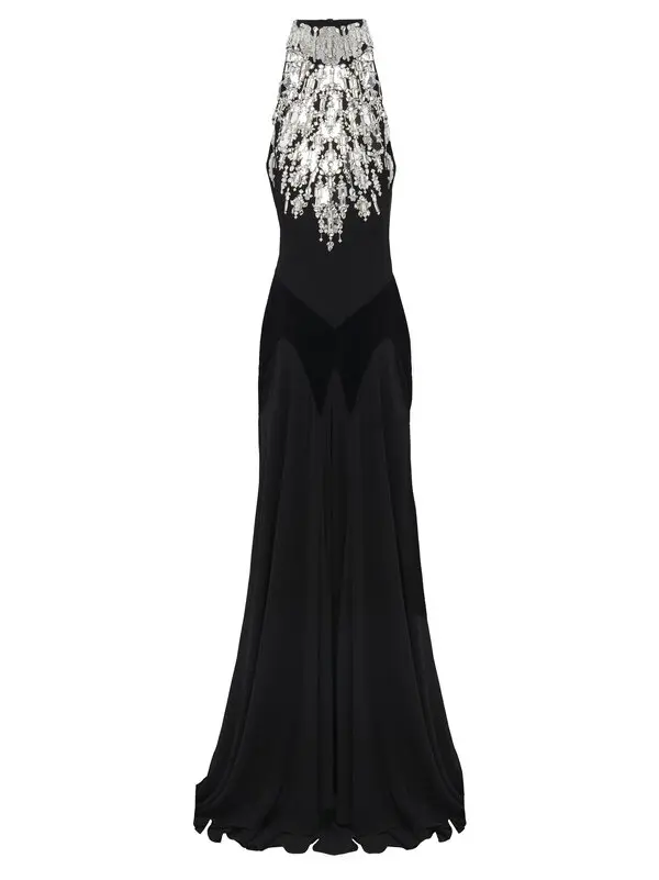 Alexander McQueen Crystal Mirror Embroidery Evening Dress - Black