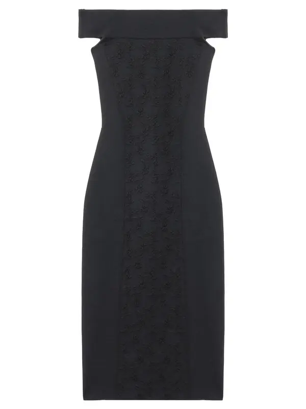 Alexander McQueen Floral Jacquard Pencil Dress - Black
