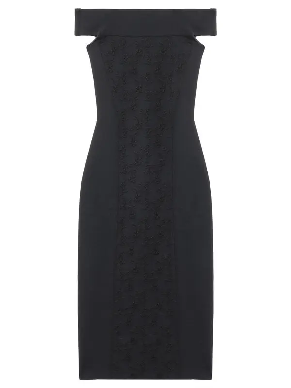 Alexander McQueen Floral Jacquard Pencil Dress - Black