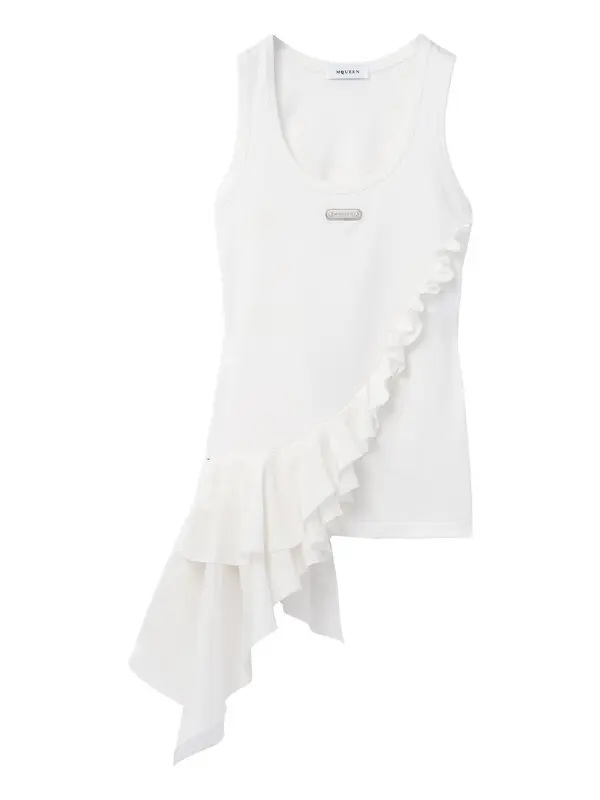 Alexander McQueen Asymmetric Ruffle Tank Top - Ivory