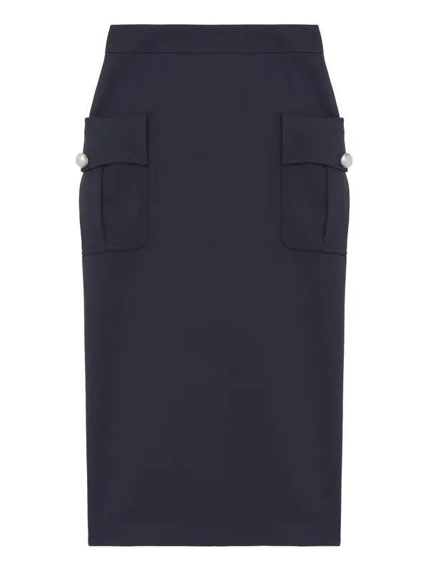 Alexander McQueen Pencil Skirt With Cargo Pockets - Navy