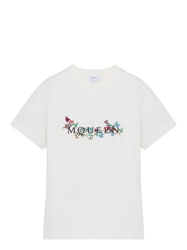 Alexander McQueen Floral Logo T-shirt - Ivory