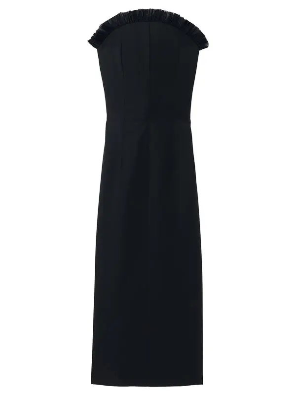 Alexander McQueen Crepon Trim Evening Dress - Black