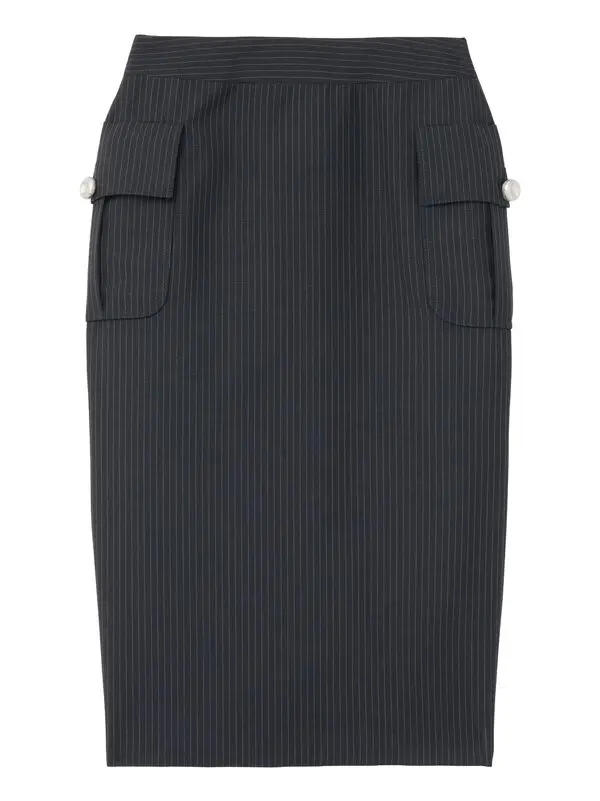Alexander McQueen Pinstriped Pencil Skirt - Navy