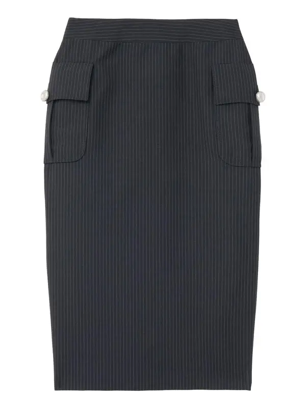 Alexander McQueen Pinstriped Pencil Skirt - Navy